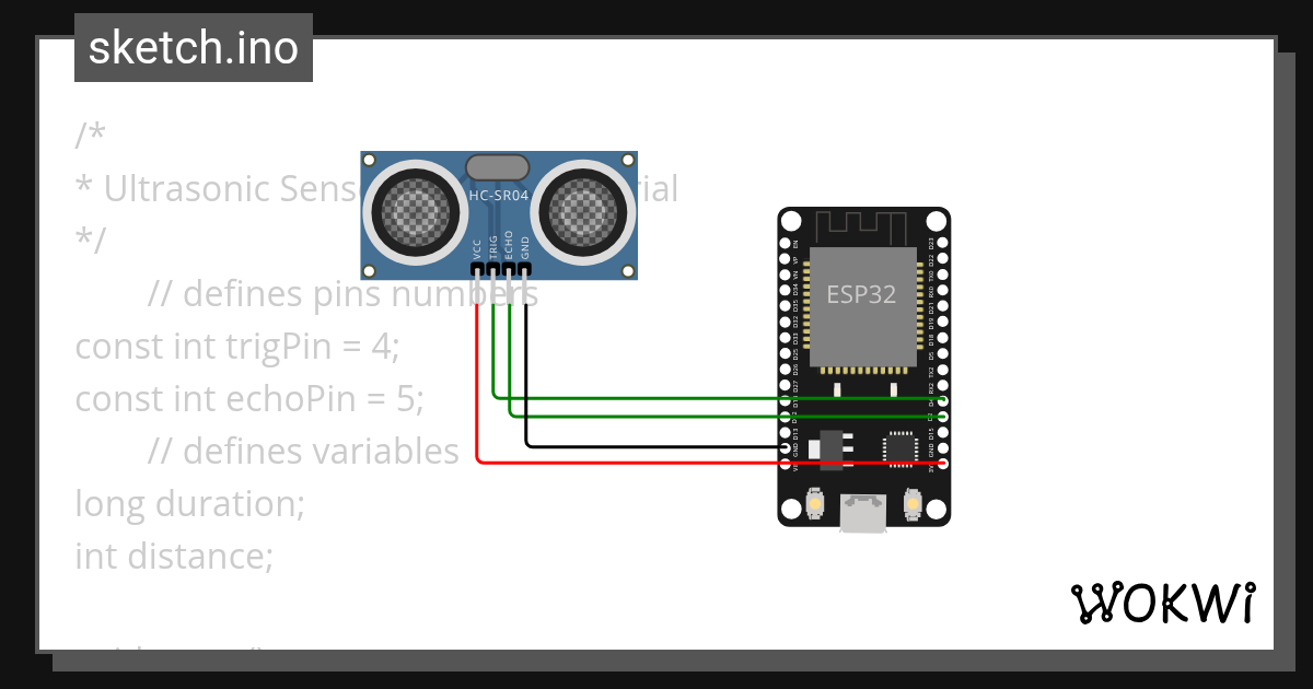 UltraSonic - Wokwi ESP32, STM32, Arduino Simulator