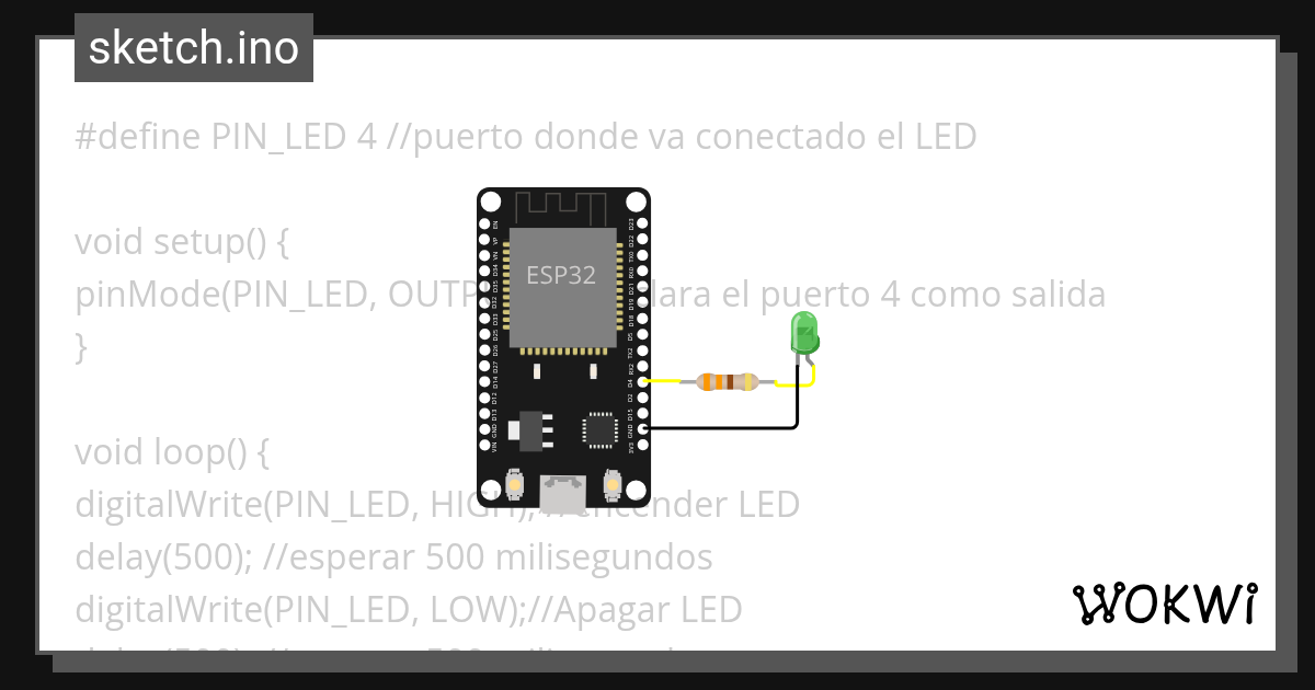 Case01_Blinking LED - Wokwi ESP32, STM32, Arduino Simulator