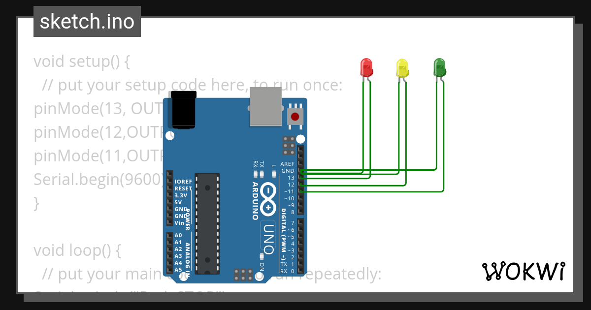 TRAFFIC LIGHT - Wokwi ESP32, STM32, Arduino Simulator
