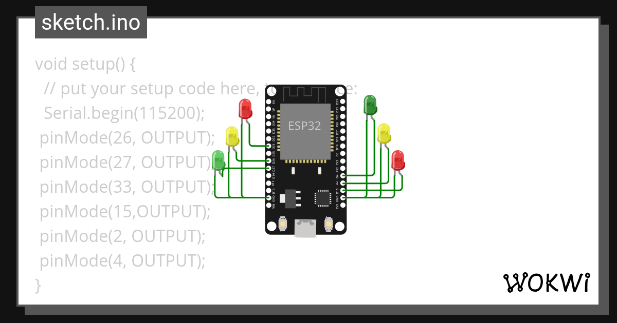Traffic Light Wokwi Esp32 Stm32 Arduino Simulator