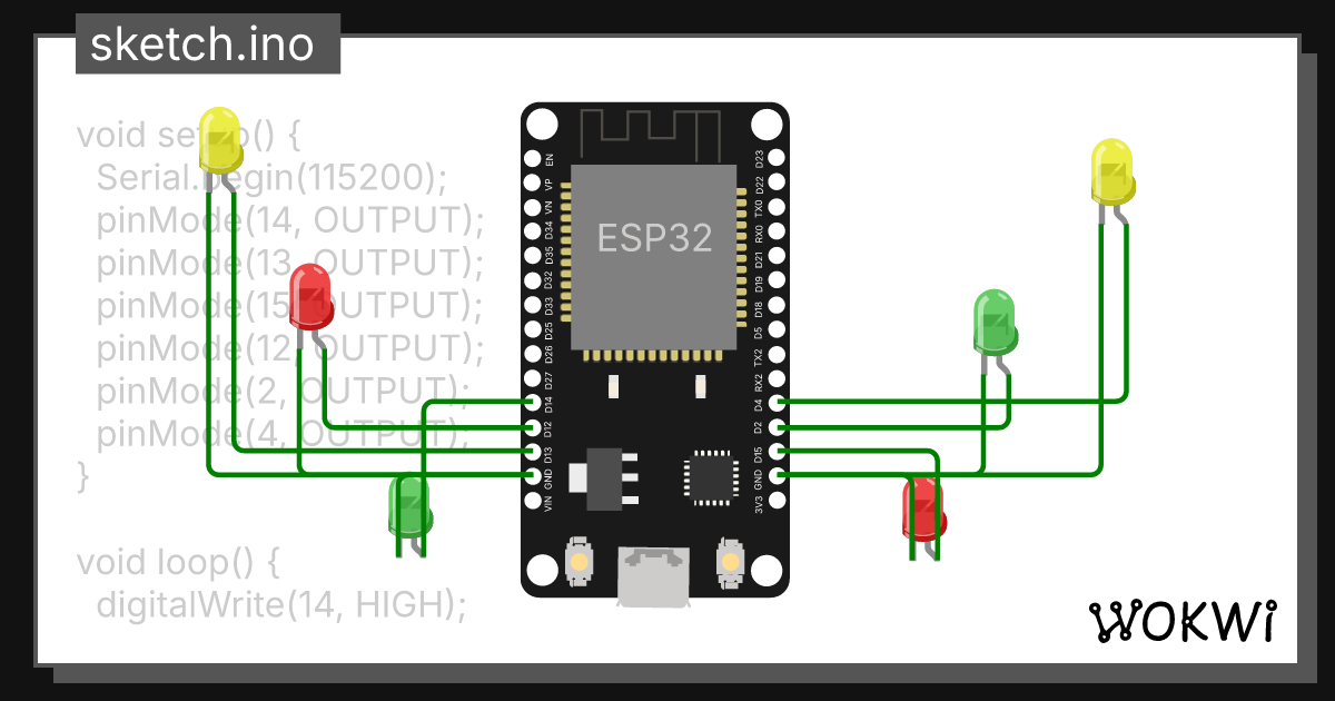 Traffic Light - Wokwi ESP32, STM32, Arduino Simulator