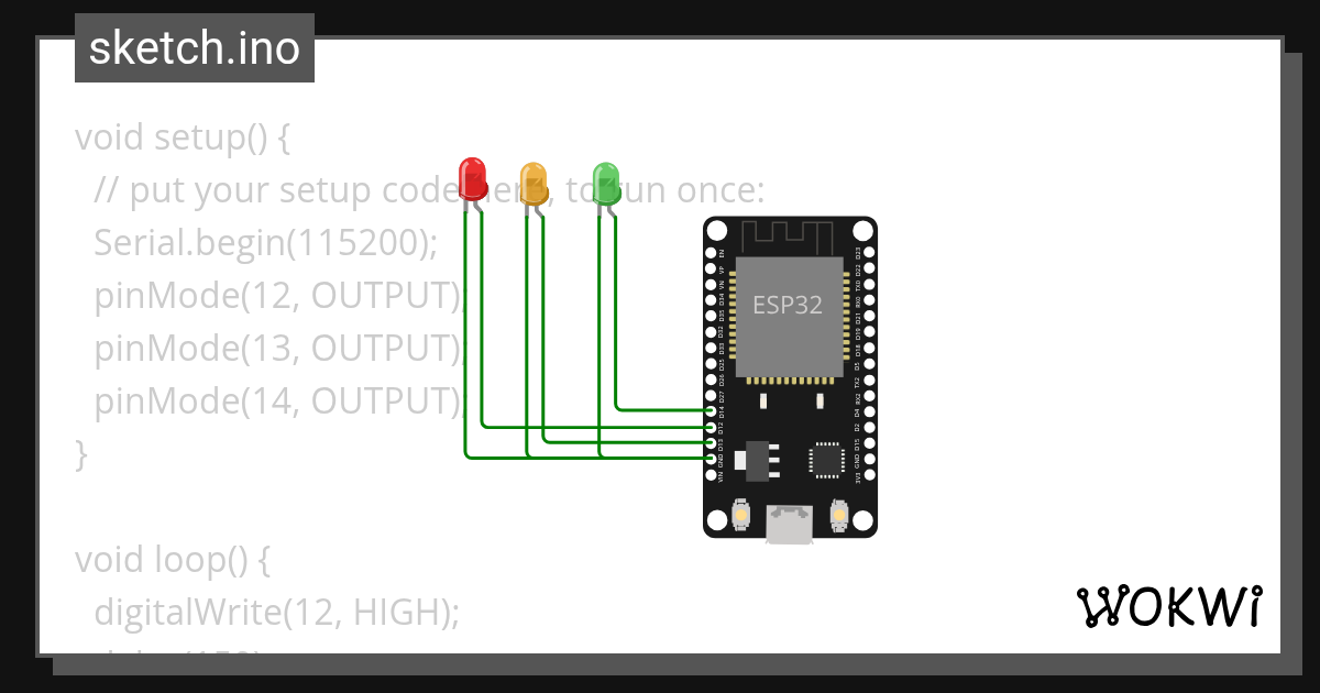 Triffic Signal - Wokwi ESP32, STM32, Arduino Simulator