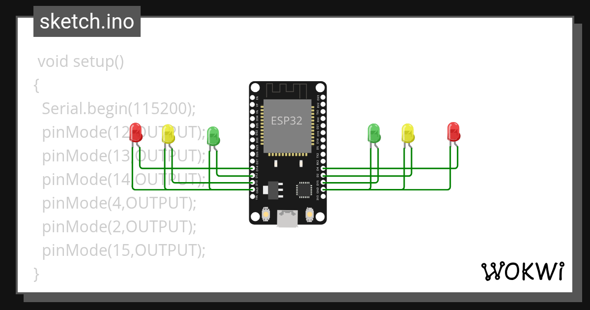 traffic signal - Wokwi ESP32, STM32, Arduino Simulator