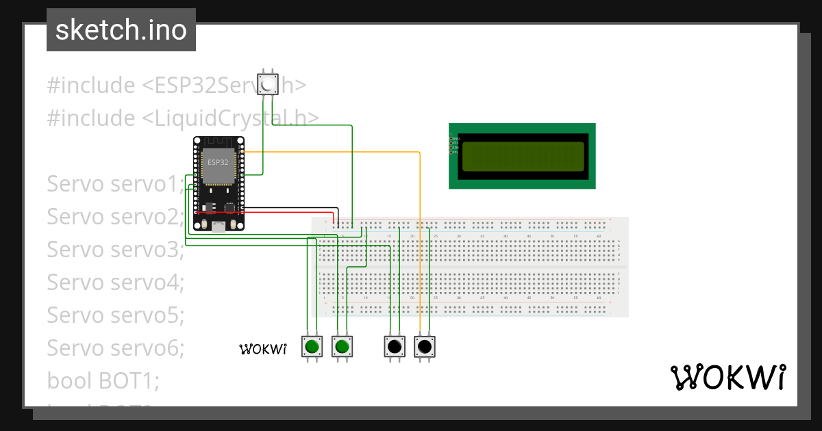 ESP32 controle - lcd - Wokwi ESP32, STM32, Arduino Simulator
