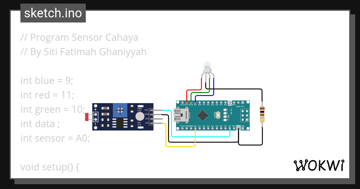 Xi Tedk2 32 Siti Fatimah Ghaniyyah Sensor Cahaya Wokwi Esp32 Stm32 Arduino Simulator 