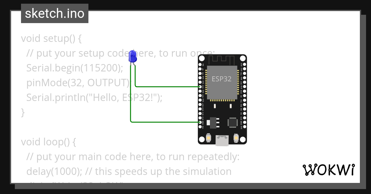 FIRST LED - Wokwi ESP32, STM32, Arduino Simulator