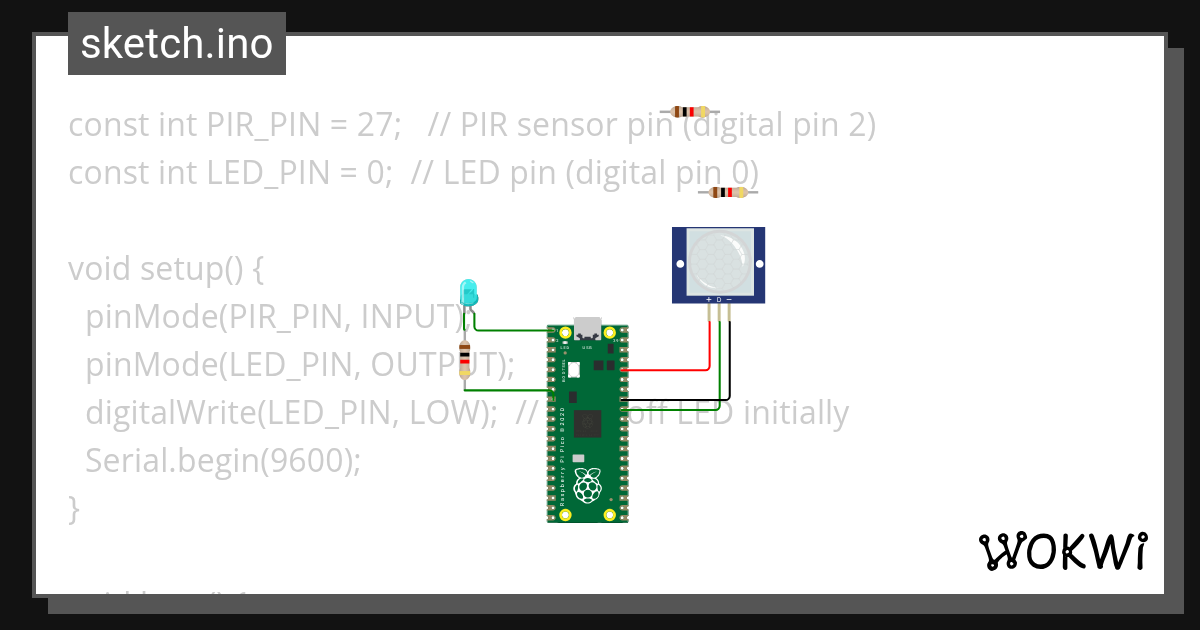PIR Led Control - Wokwi ESP32, STM32, Arduino Simulator