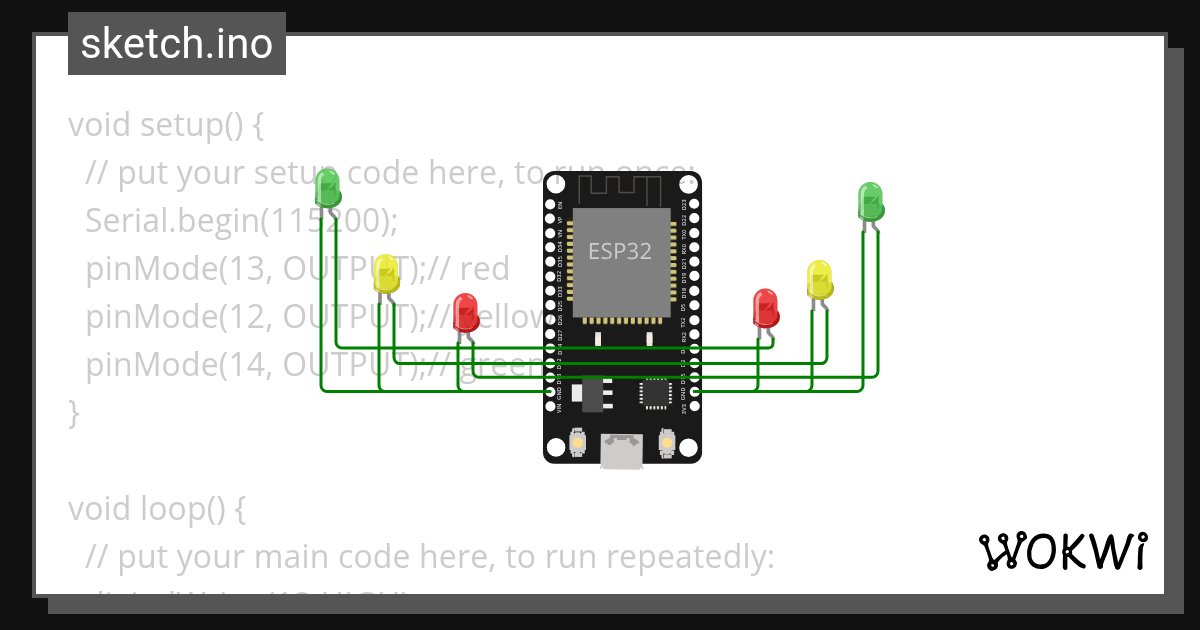 traffic signal - Wokwi ESP32, STM32, Arduino Simulator