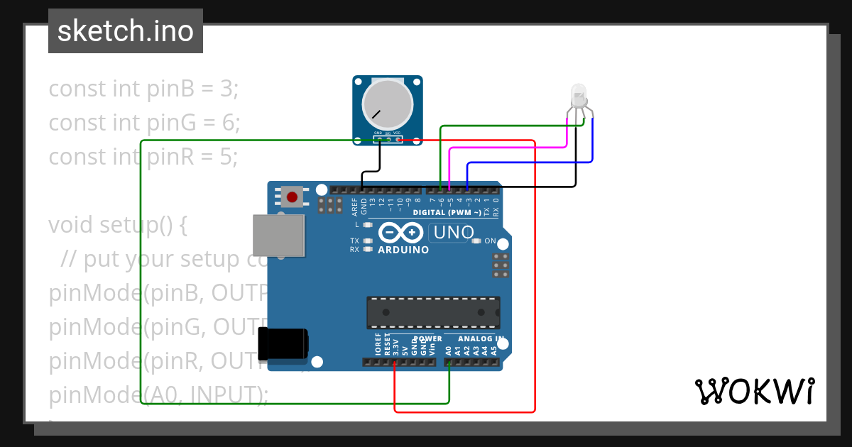 Potentiometer_RGB Light - Wokwi ESP32, STM32, Arduino Simulator