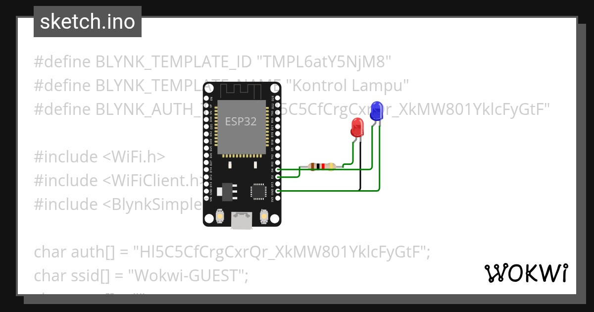 LED with Blynk - Wokwi ESP32, STM32, Arduino Simulator