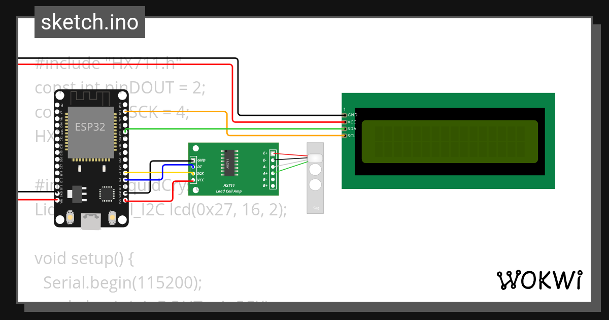 Timbangan Digital ESP32 HX711 Copy - Wokwi ESP32, STM32, Arduino Simulator