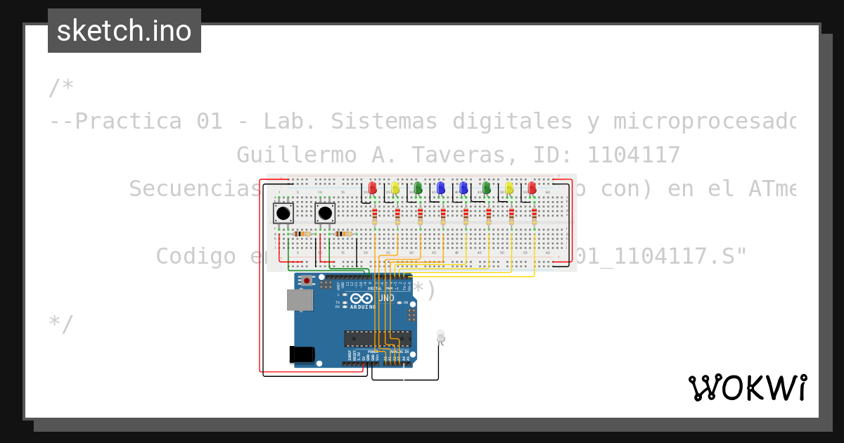 Practica 01 Guillermo Taveras 1104117 Wokwi Esp32 Stm32 Arduino Simulator 4048