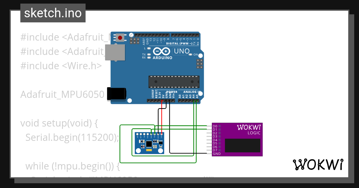 Gyro Sensor Data Sniffing Wokwi Esp32 Stm32 Arduino Simulator