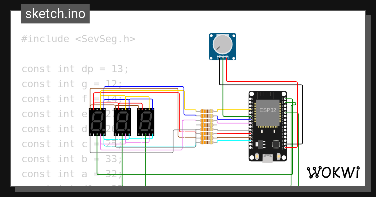 3 Digit 7segment Wokwi Esp32 Stm32 Arduino Simulator 8374