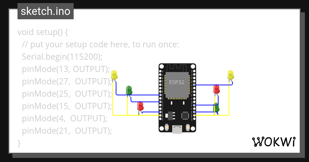 DAY ONE traffic - Wokwi ESP32, STM32, Arduino Simulator
