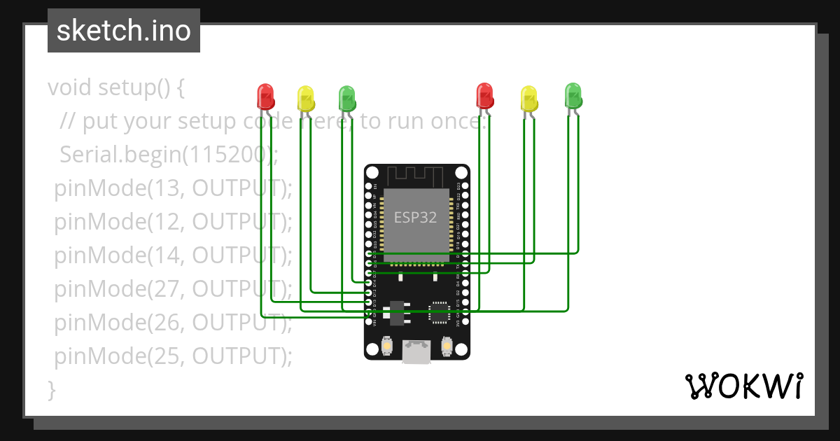 traffic light - Wokwi ESP32, STM32, Arduino Simulator