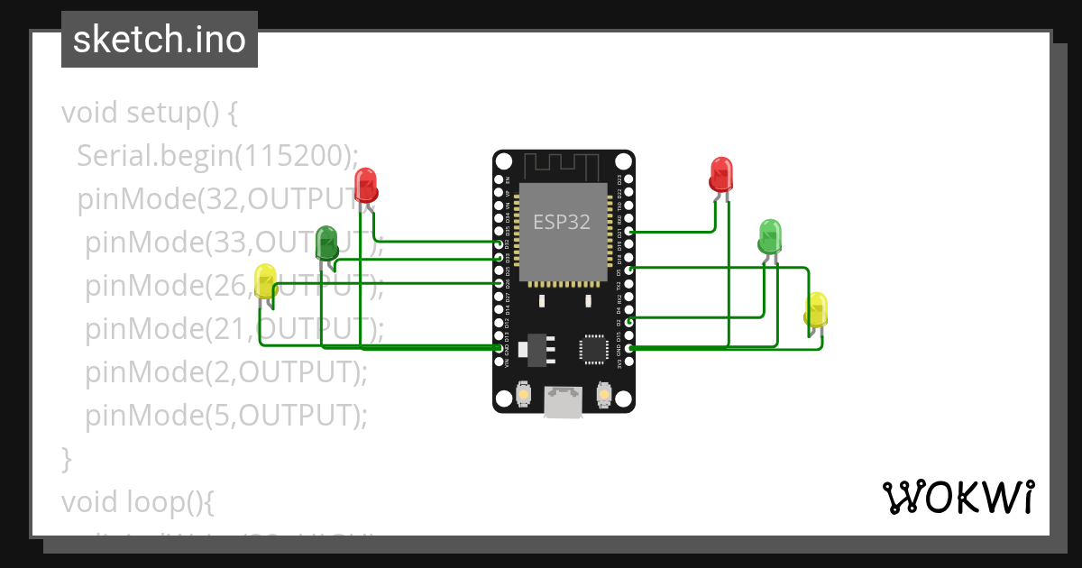 traffic light - Wokwi ESP32, STM32, Arduino Simulator
