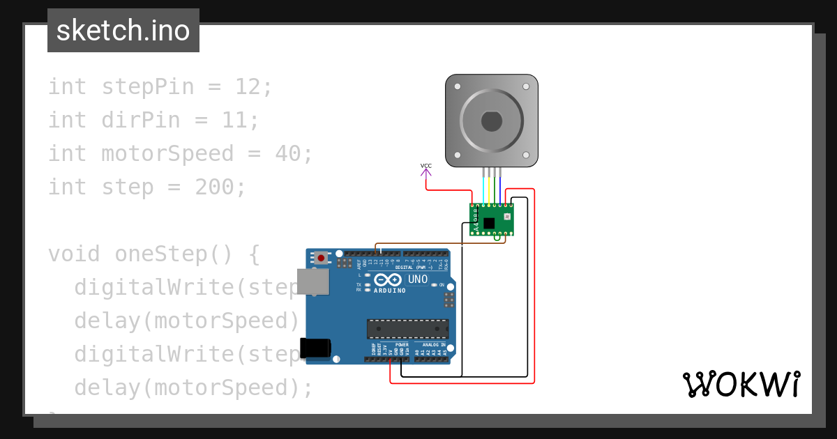 Stepper Motor With Driver A4988 Copy Wokwi Esp32 Stm32 Arduino Simulator 2914