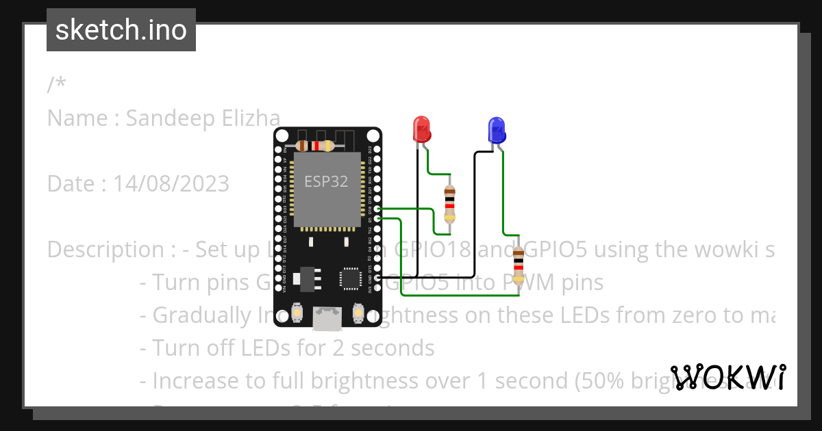 LED2 - Wokwi ESP32, STM32, Arduino Simulator