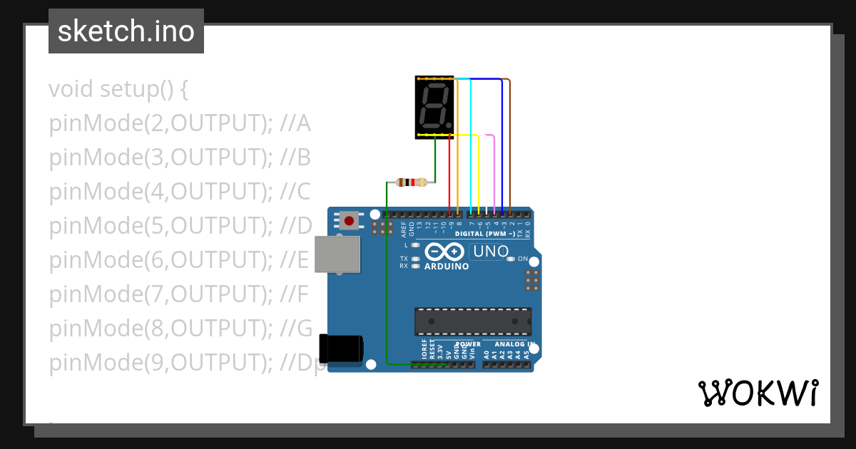 1. Seven segment - Wokwi ESP32, STM32, Arduino Simulator