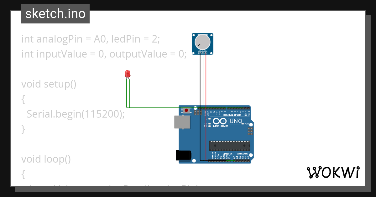 potentiometer LED - Wokwi ESP32, STM32, Arduino Simulator