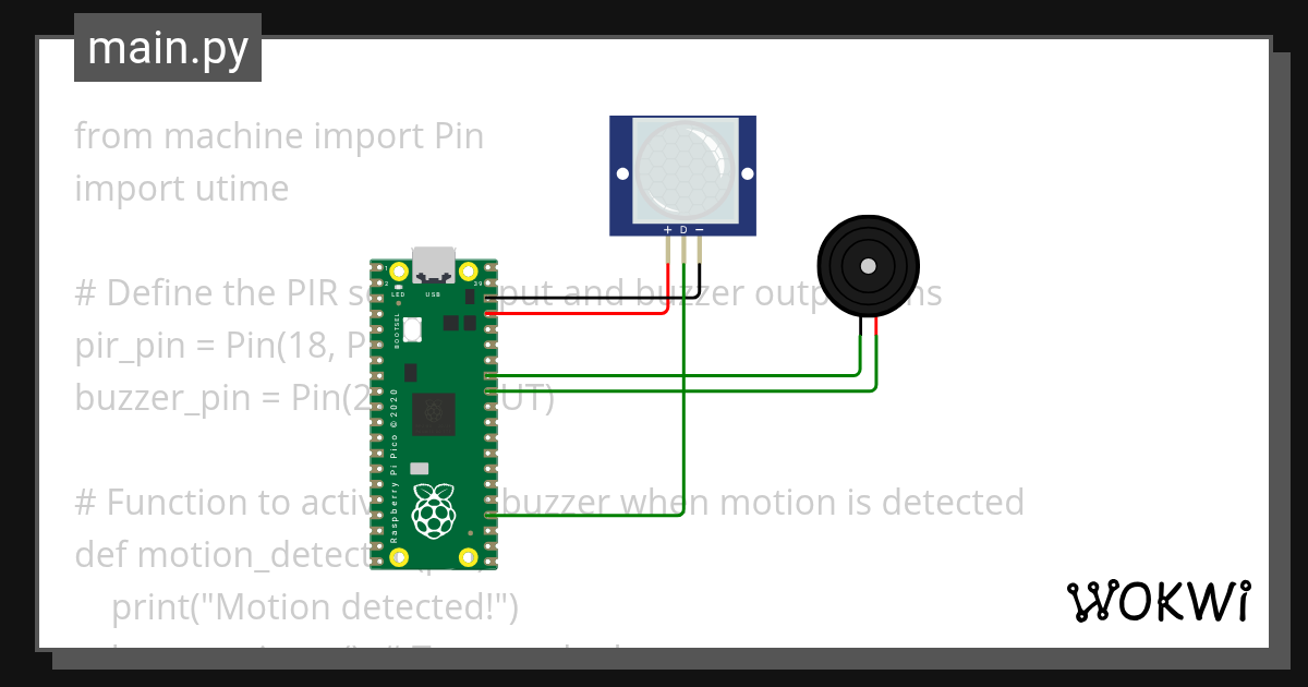 motion sensor - Wokwi ESP32, STM32, Arduino Simulator