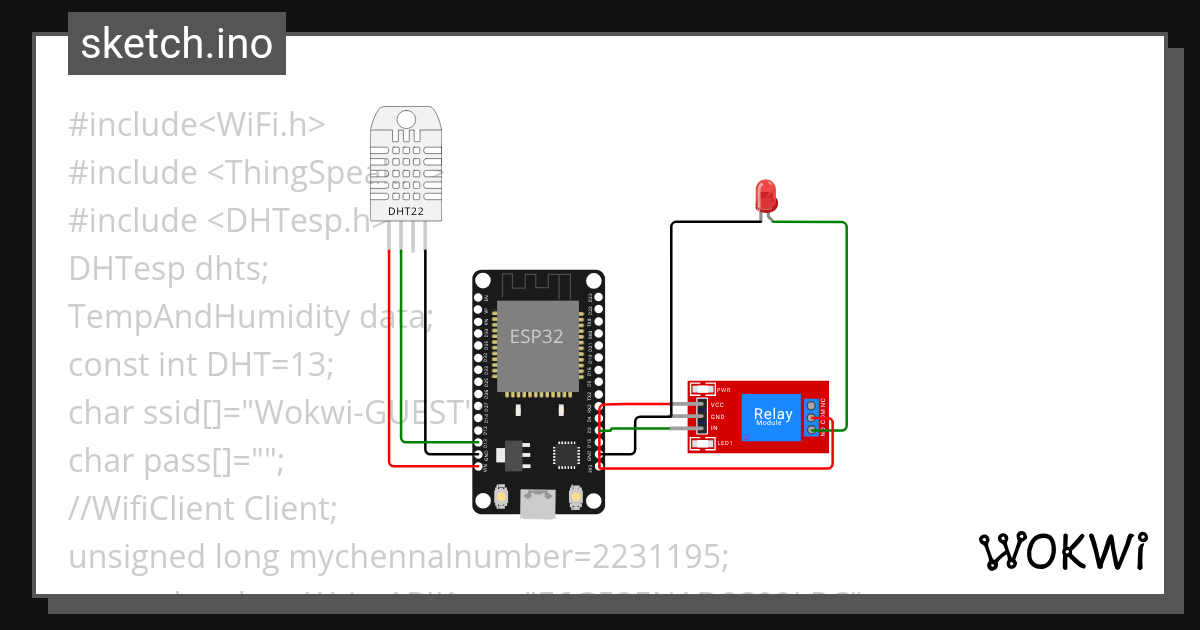 USING DHT22 SENSOR - 450 - Wokwi ESP32, STM32, Arduino Simulator