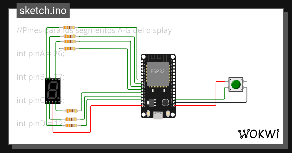 2.DISPLAY 7SEG - Wokwi ESP32, STM32, Arduino Simulator