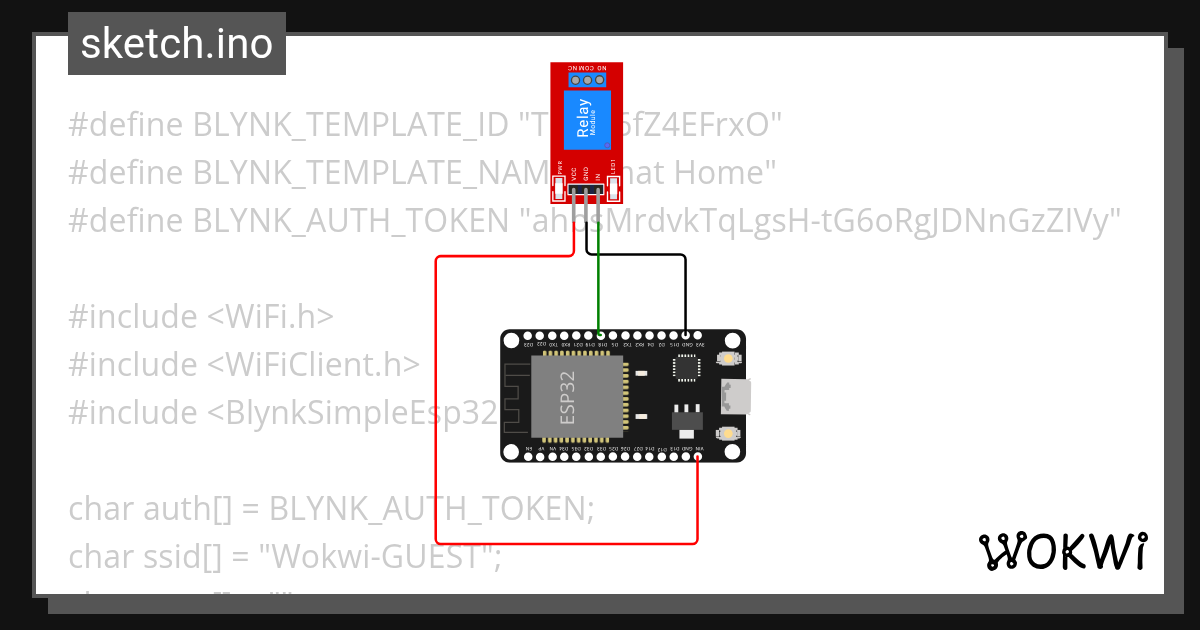 Control Relay off-on - Wokwi ESP32, STM32, Arduino Simulator