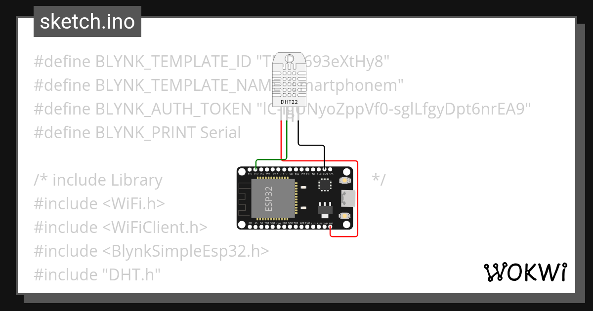 esp32 DHT Blynk - Wokwi ESP32, STM32, Arduino Simulator