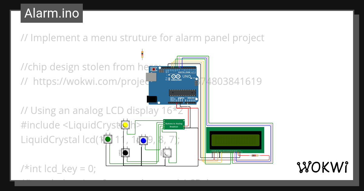 Alarm with Menu - Wokwi ESP32, STM32, Arduino Simulator