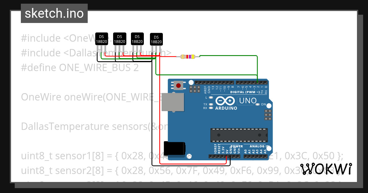 Ds18b20 3 Sensor Multi Addreses Wokwi Esp32 Stm32 Arduino Simulator 7125