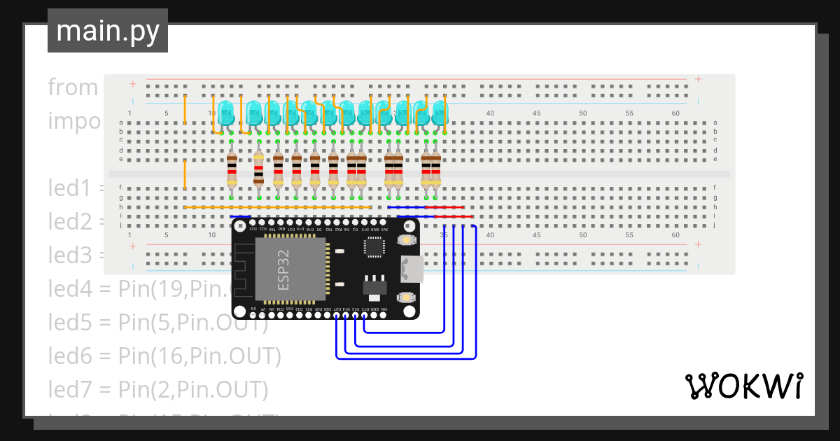 Luces Led Esp 32 Wokwi Esp32 Stm32 Arduino Simulator 