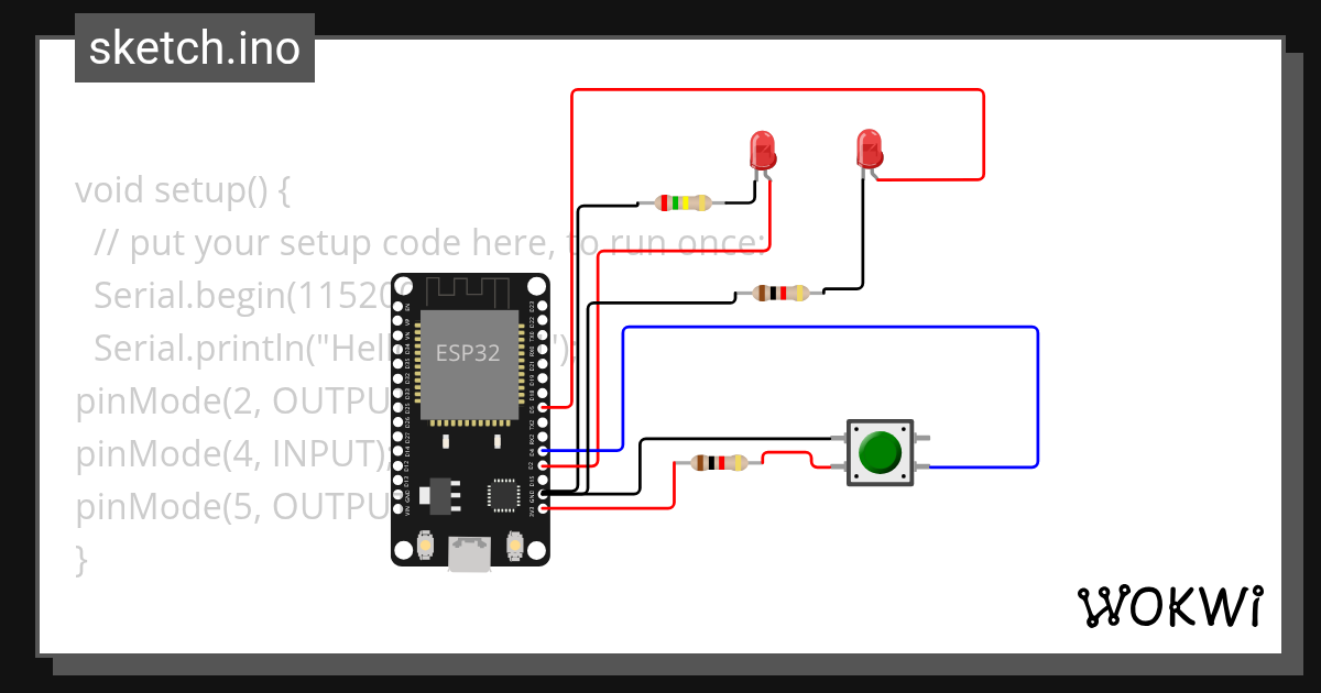งาน3 4กดติดปล่อยดับ Wokwi Esp32 Stm32 Arduino Simulator