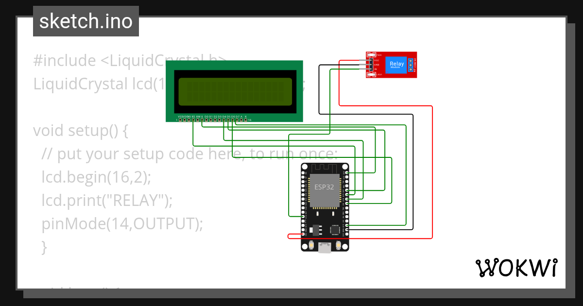 Relay Lcd Display Wokwi Esp32 Stm32 Arduino Simulator 0890