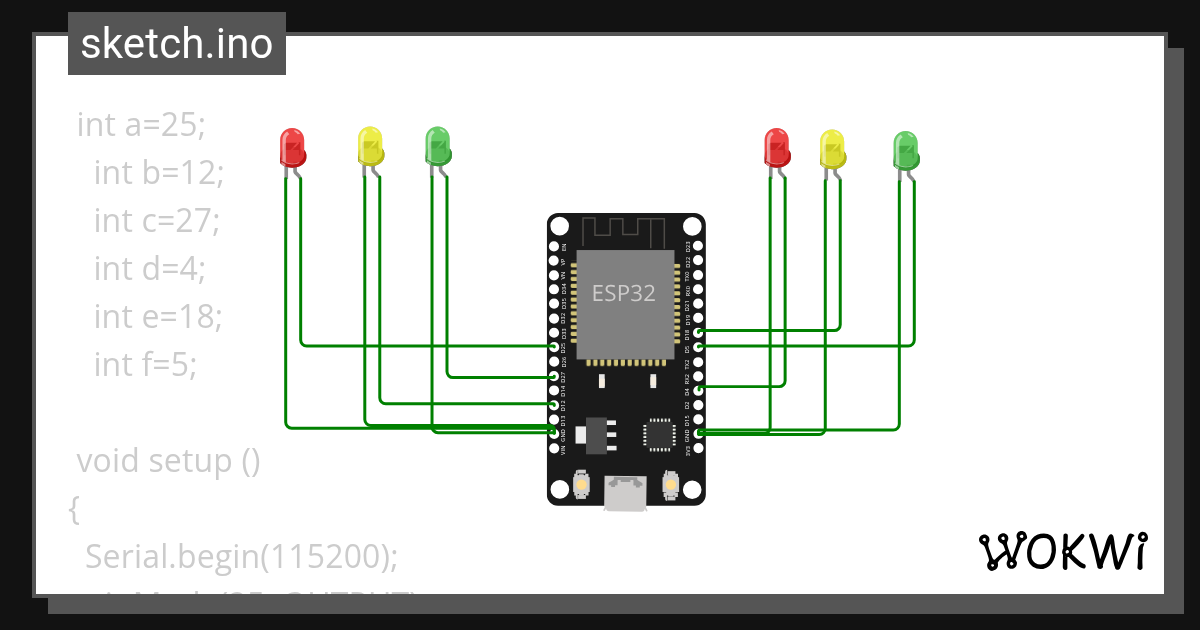 Traffic Light Copy Wokwi Esp32 Stm32 Arduino Simulator 