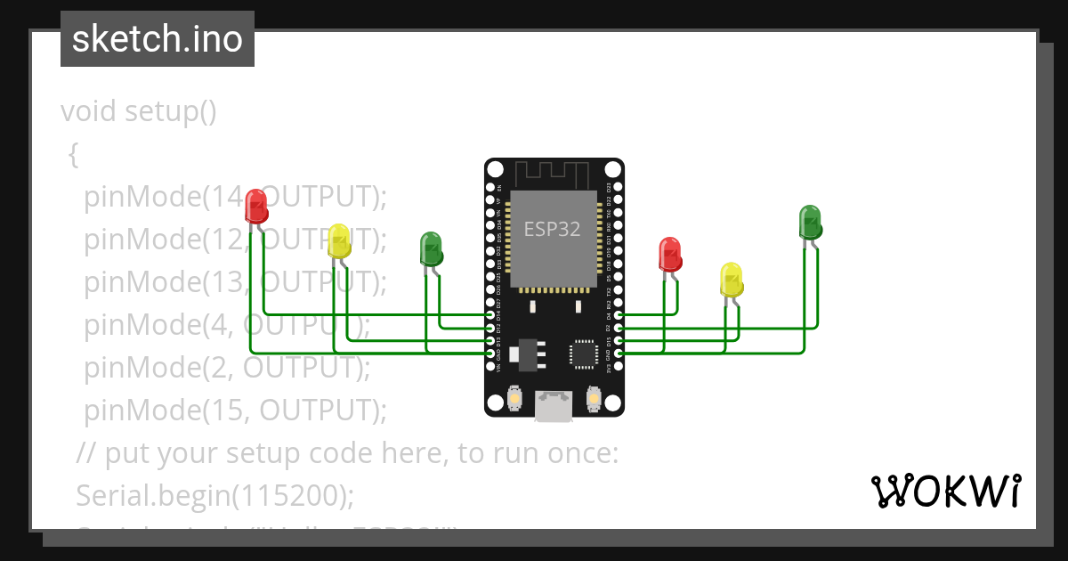traffic signal - Wokwi ESP32, STM32, Arduino Simulator