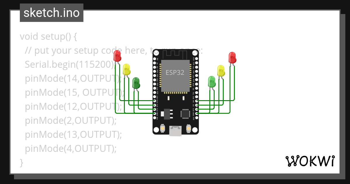 trafic signal - Wokwi ESP32, STM32, Arduino Simulator