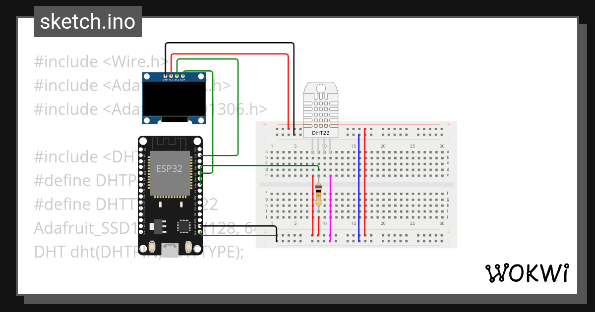 DHT22 LCD - Wokwi ESP32, STM32, Arduino Simulator