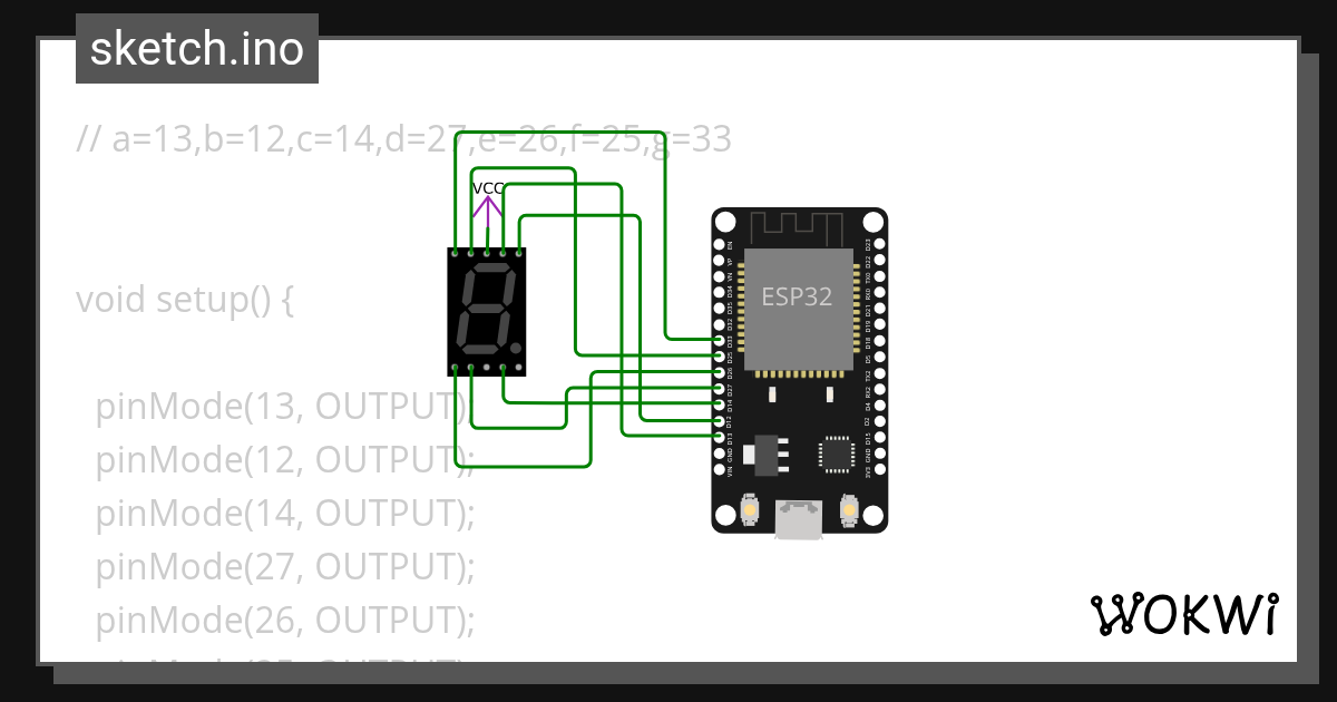 7 segment - Wokwi ESP32, STM32, Arduino Simulator
