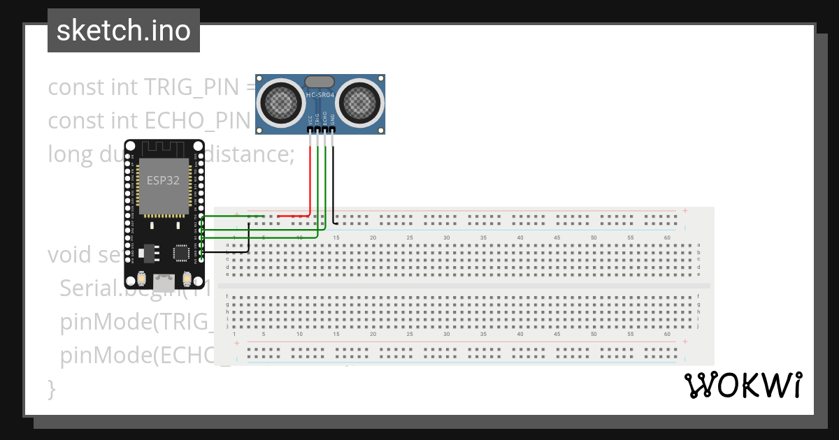ultrasonic reading - Wokwi ESP32, STM32, Arduino Simulator
