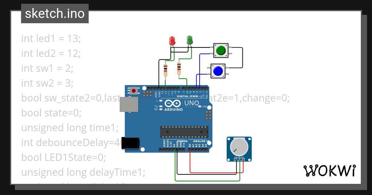 SW DEley - Wokwi ESP32, STM32, Arduino Simulator