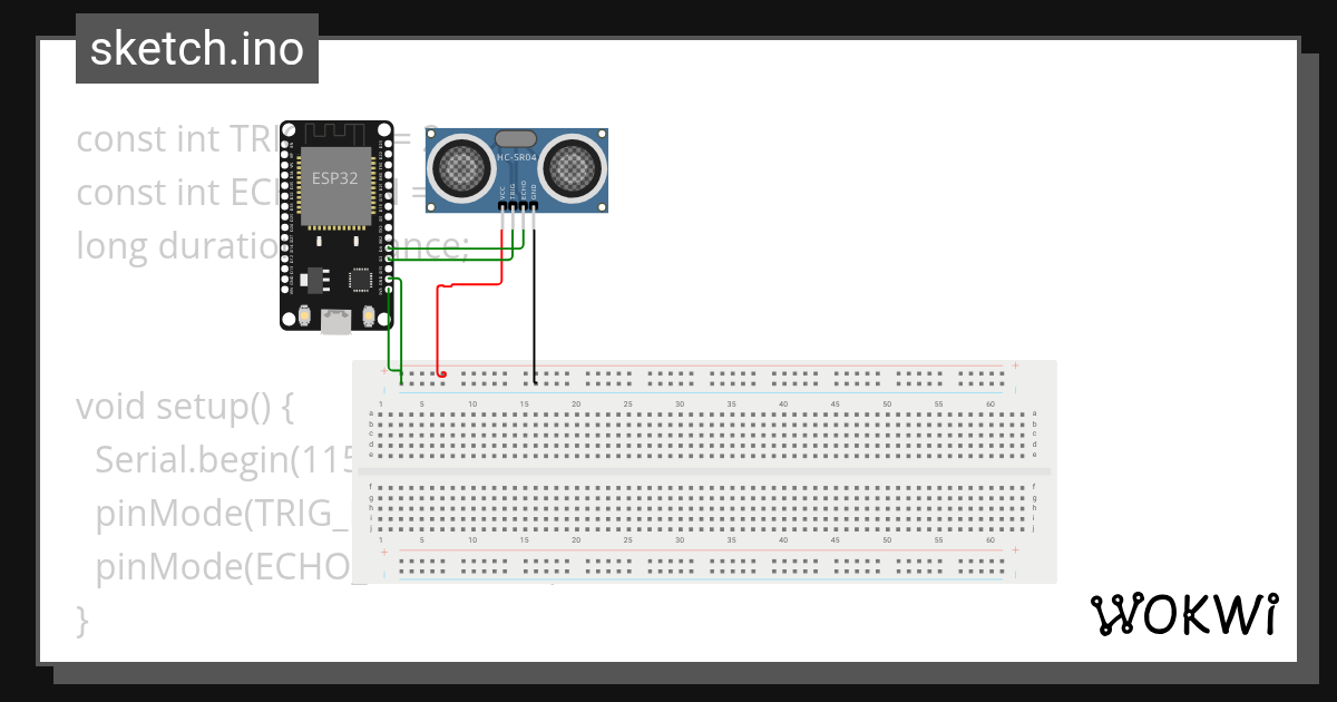ultrasonic reading - Wokwi ESP32, STM32, Arduino Simulator