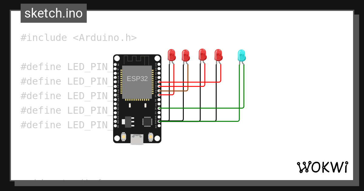 4 Led Running Wokwi Esp32 Stm32 Arduino Simulator 
