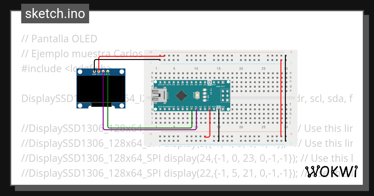 taller de pantalla oled nano.ino10A - Wokwi ESP32, STM32, Arduino Simulator