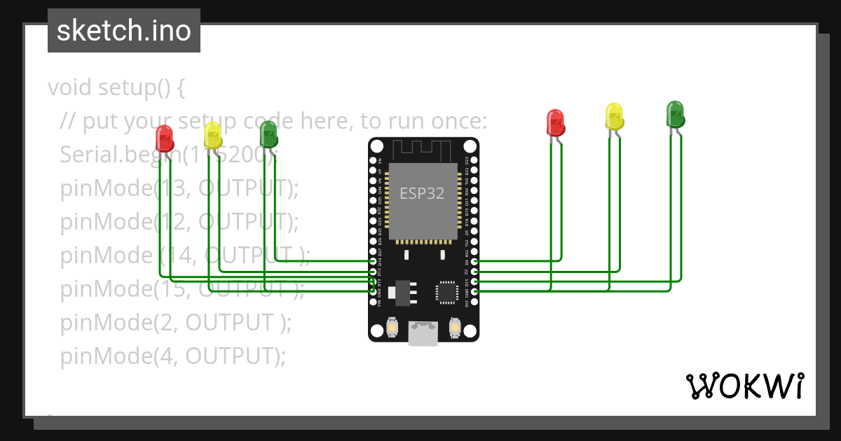 Traffic light - Wokwi ESP32, STM32, Arduino Simulator