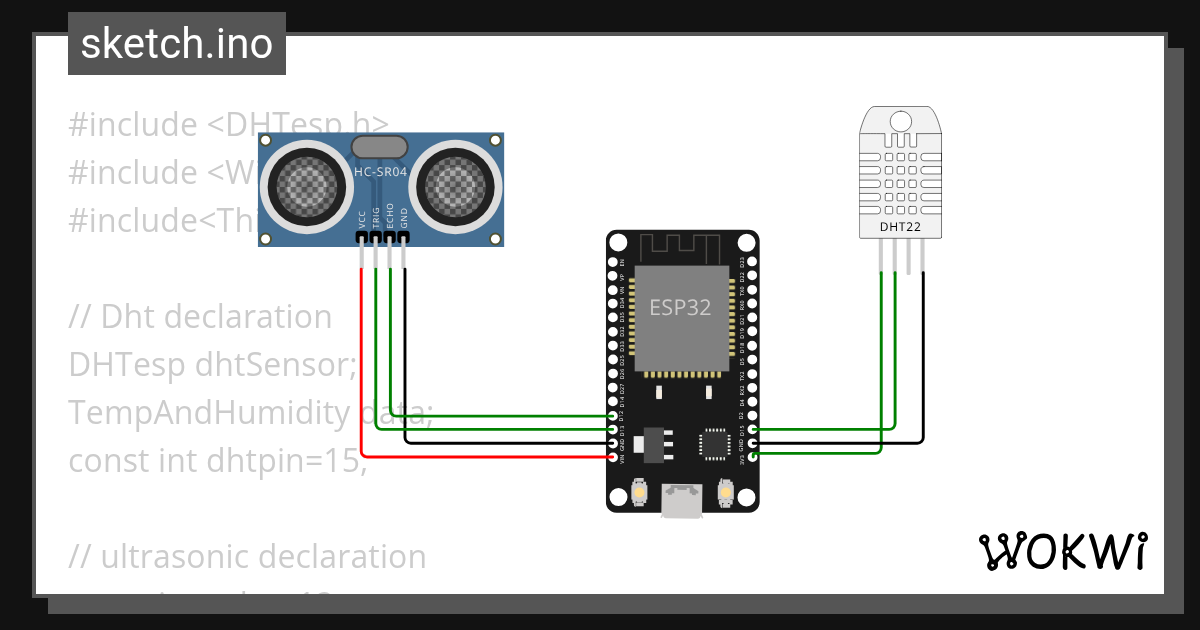 thinkspeak DHT22 - Wokwi ESP32, STM32, Arduino Simulator