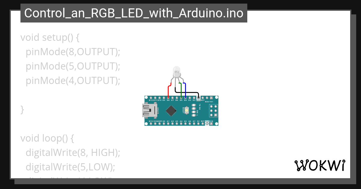 Control an RGB LED with Arduino - Wokwi ESP32, STM32, Arduino Simulator