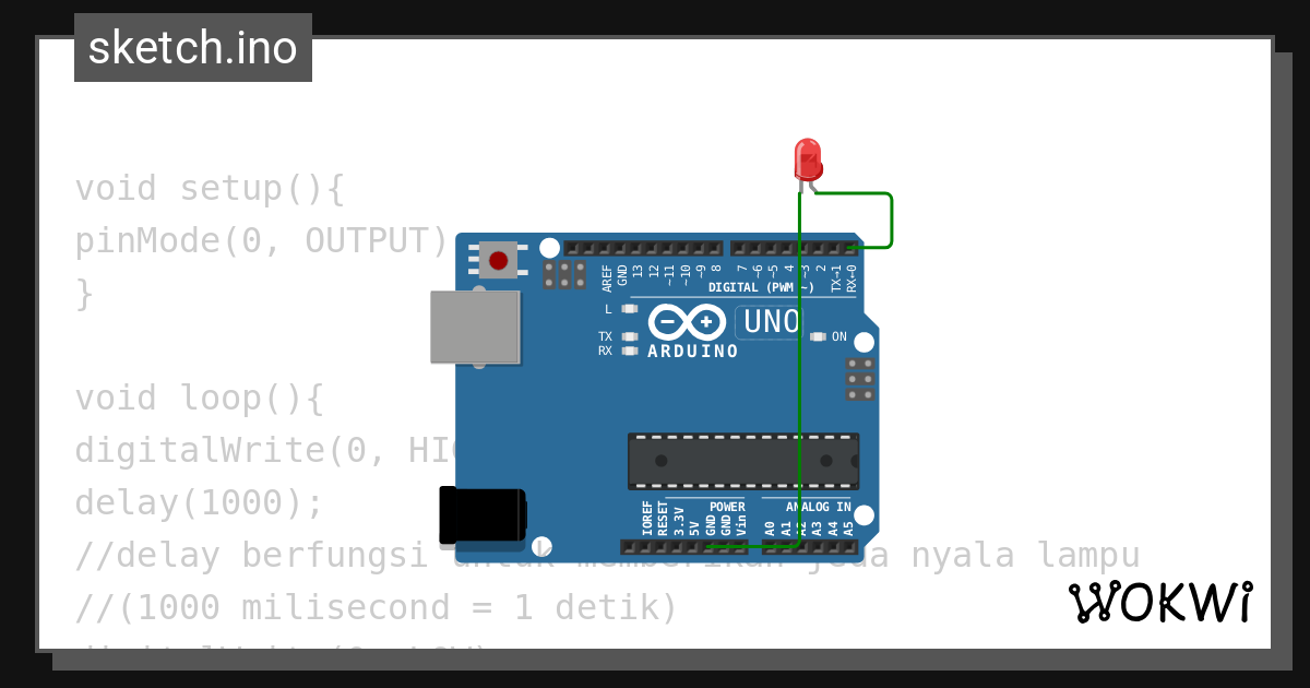 Lampu Led 1 Detik Wokwi Esp32 Stm32 Arduino Simulator