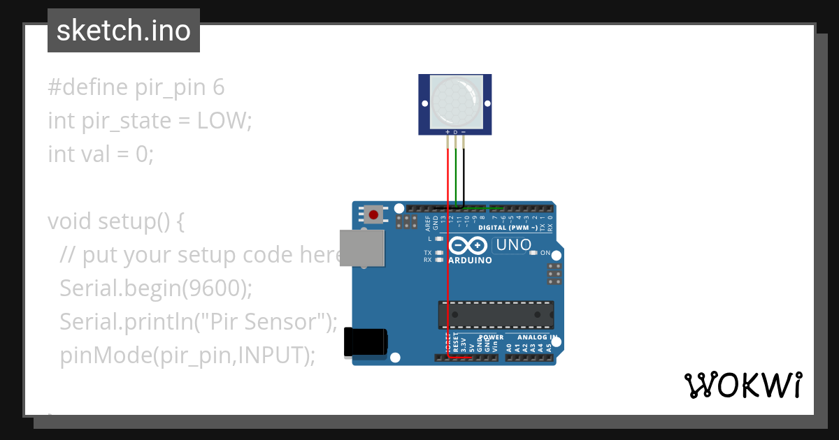 PIR SENSOR - Wokwi ESP32, STM32, Arduino Simulator